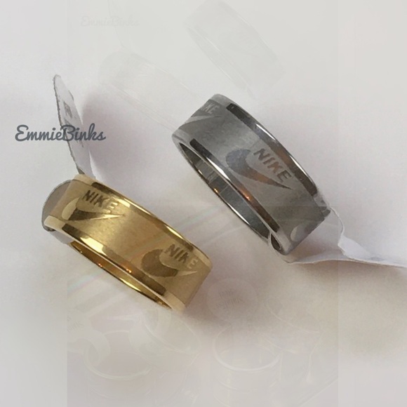 Nike | Jewelry | New 8mm Nike Swoosh Logo Golden Stainless Steel Band ...